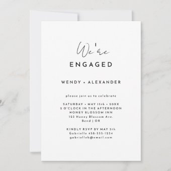 White Modern Script We're Engaged Photo Engagement Invitation | Zazzle