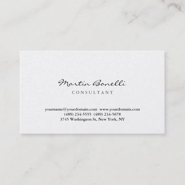White Modern Simple Elegant Professional Plain Business Card | Zazzle