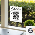 White Modern Simple Promotional Business QR Code Window Cling | Zazzle
