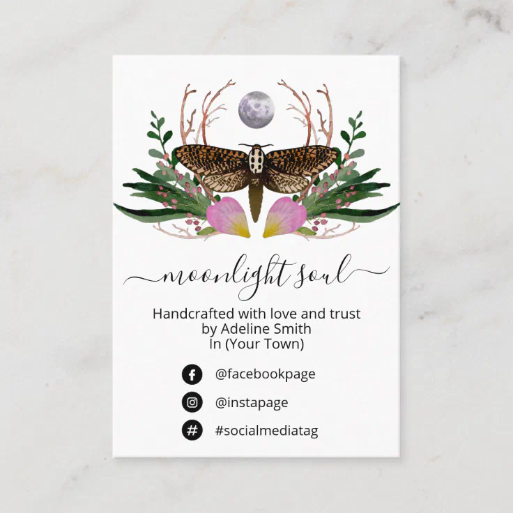 White Moon Moth Spell Jar Kit Business Card | Zazzle