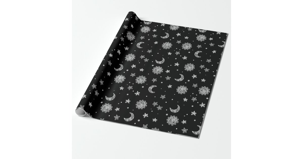 White Moon & Stars Wrapping Paper | Zazzle