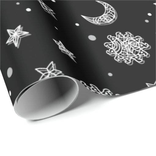White Moon & Stars Wrapping Paper | Zazzle