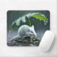 White Mouse Staying Dry Under Big Leaf Mouse Pad | Zazzle