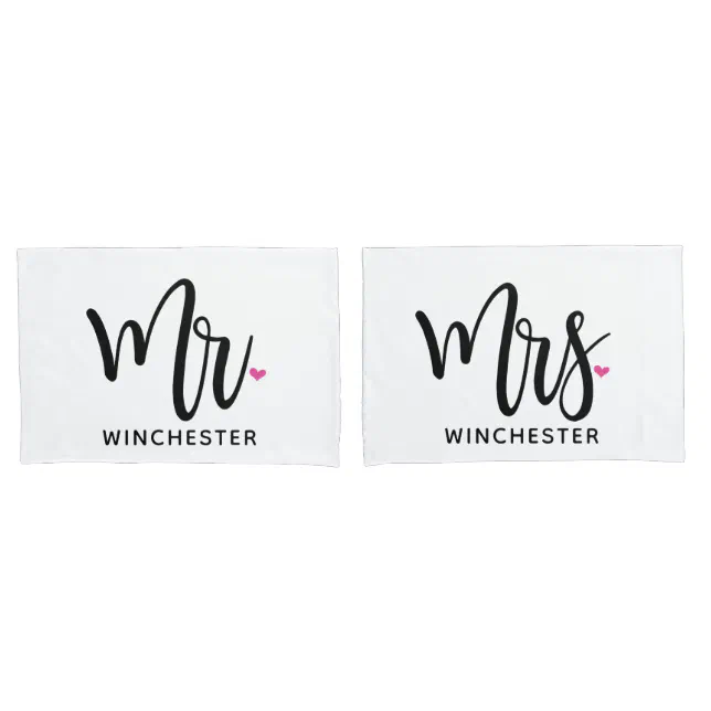 White Mr. + Mrs. (name) Personalized Pillowcases | Zazzle