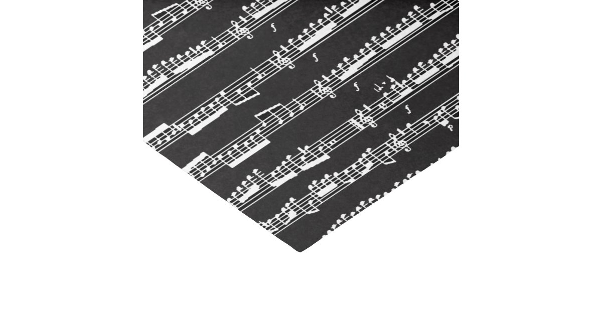 white music notes sheet on black | Zazzle