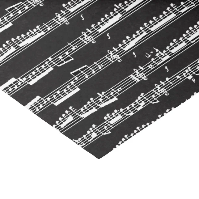 white music notes sheet on black | Zazzle