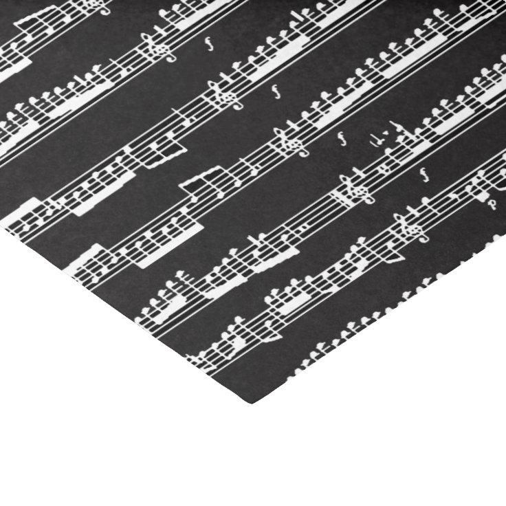 white music notes sheet on black | Zazzle