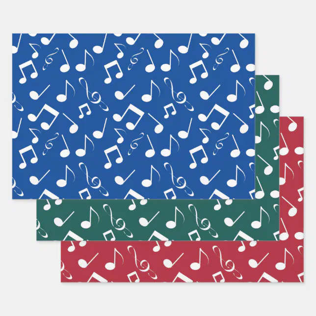 White Musical Notes Design Wrapping Paper Sets | Zazzle