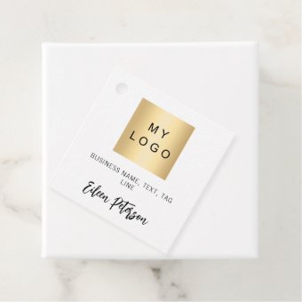 White name business logo QR code hang tag | Zazzle