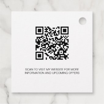White name business logo QR code hang tag | Zazzle