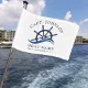 White & Nautical Blue Wave Captain Ship Helm Boat Car Flag | Zazzle