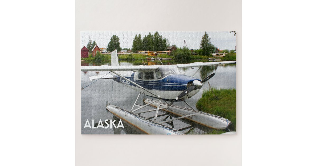 White & navy float plane, Alaska Jigsaw Puzzle | Zazzle
