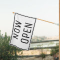 WHITE NOW OPEN SIGN FLAG | Zazzle