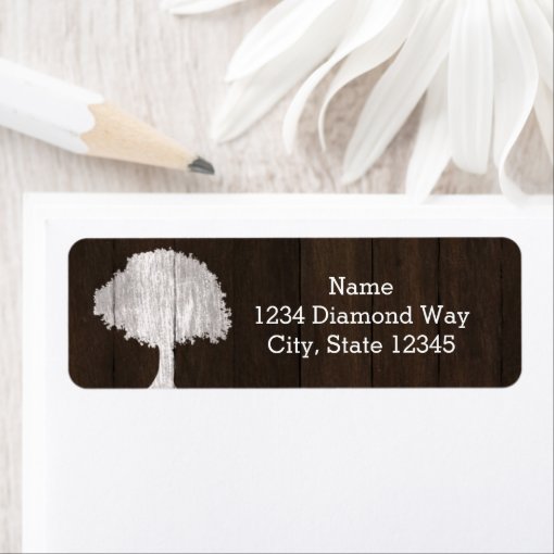 White Oak Tree & Wood Rustic Address Labels | Zazzle