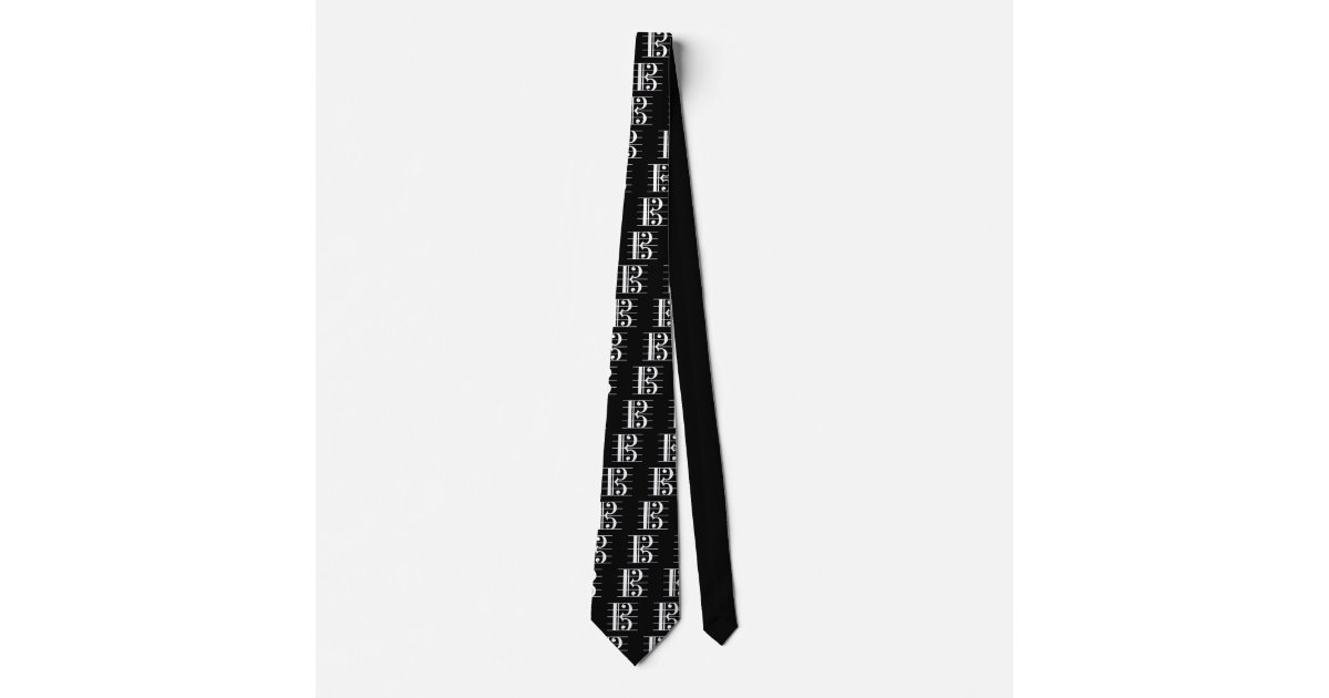 White-on-Black Alto Clefs Tie | Zazzle