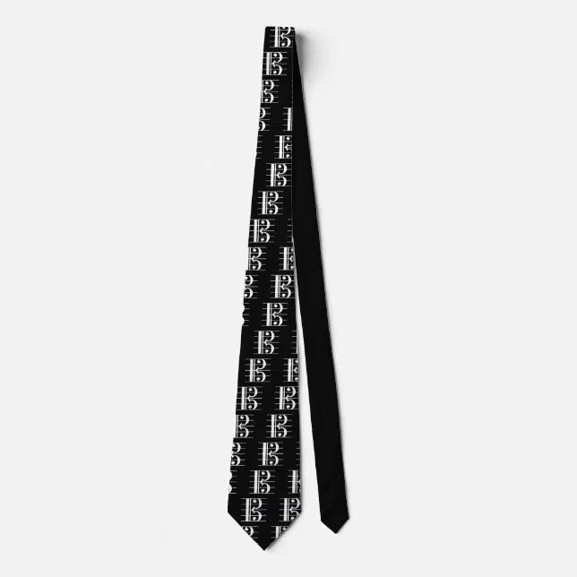 White-on-Black Alto Clefs Tie | Zazzle