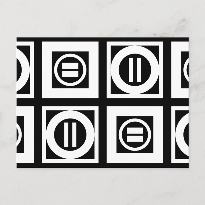 White on Black Geometric Equal Sign Pattern Postcard | Zazzle.com