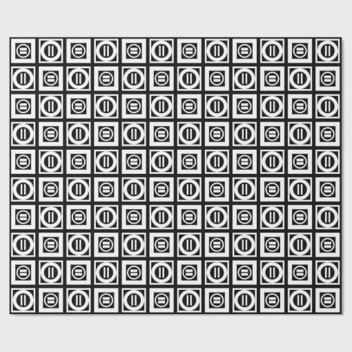 White on Black Geometric Equal Sign Pattern Wrapping Paper | Zazzle