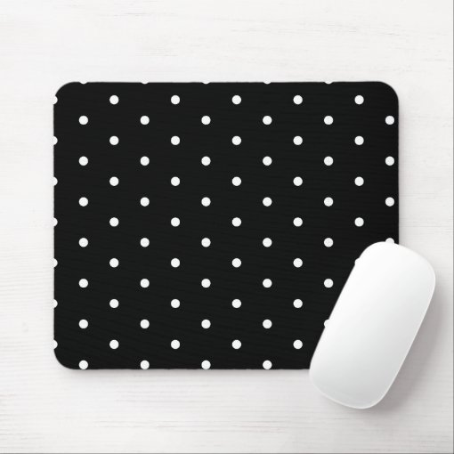 White on Black Polka Dots Mouse Pad | Zazzle