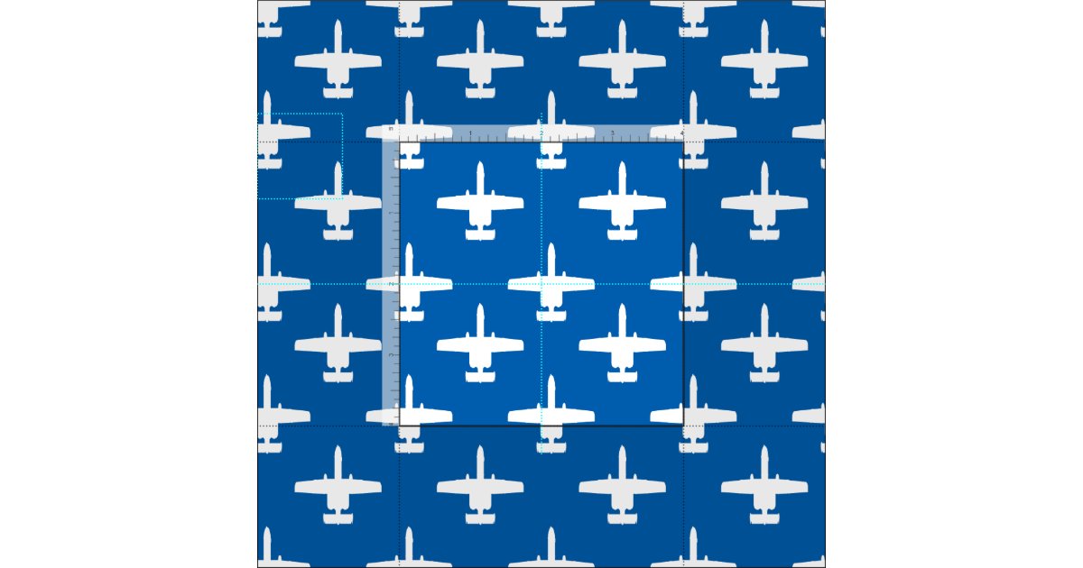 White on Blue A-10 Warthog Attack Jet Pattern Fabric | Zazzle