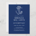 White on Blue Floral Blue Anchor Birthday Party Invitation | Zazzle