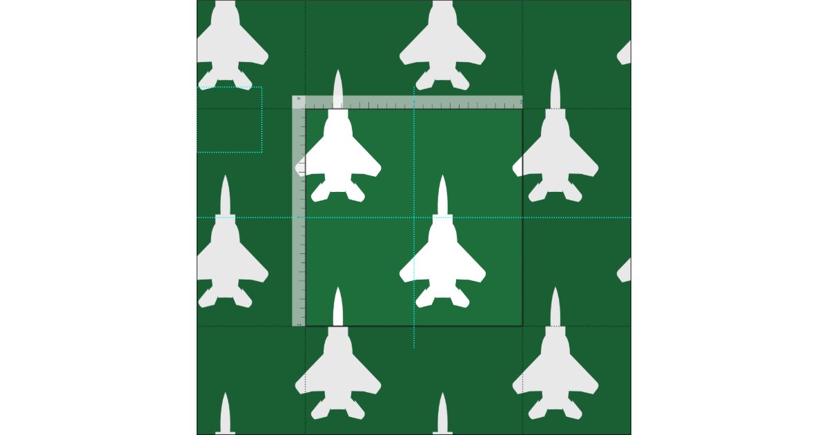 White on Green Strike Eagle Fighter Jet Pattern Fabric | Zazzle