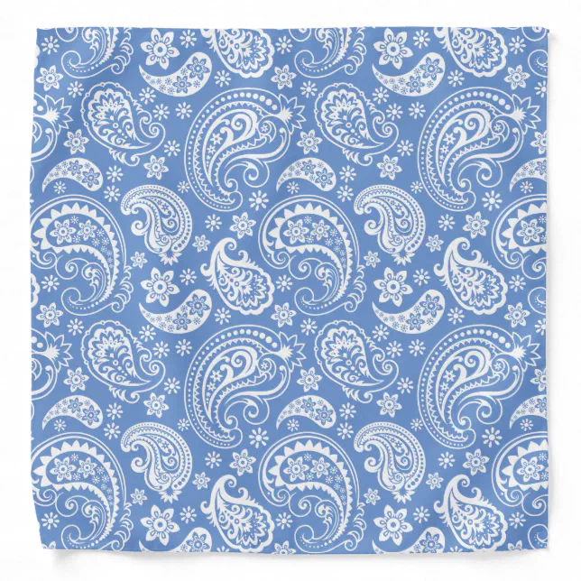 White on light-blue vintage paisley pattern bandana | Zazzle