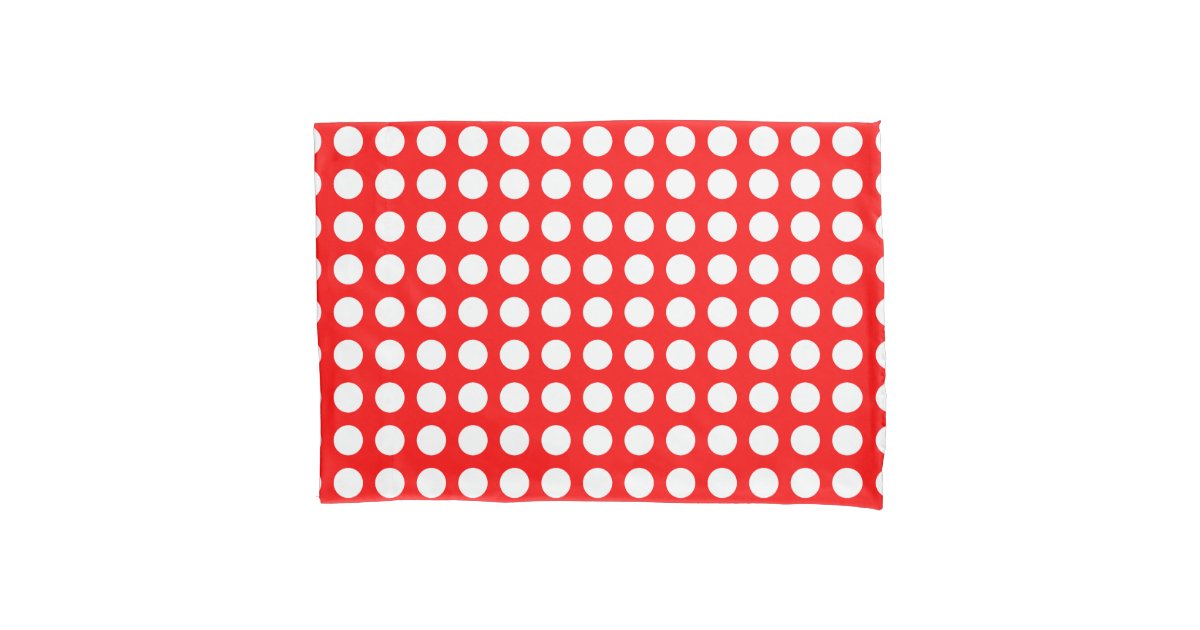White on Red Large Size Horizontal Polka Dots Pillow Case | Zazzle