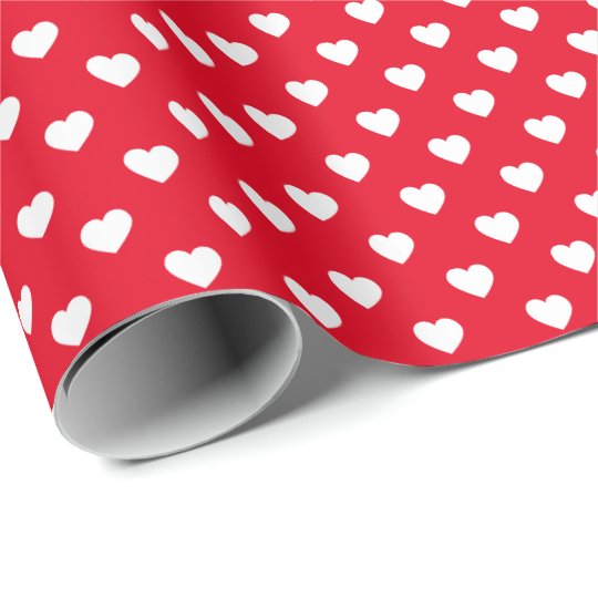 White on Red Tiny Hearts Patterned Wrapping Paper | Zazzle.com