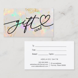 white opal texture gift certificate card | Zazzle