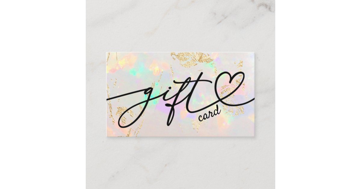 white opal texture gift certificate card | Zazzle
