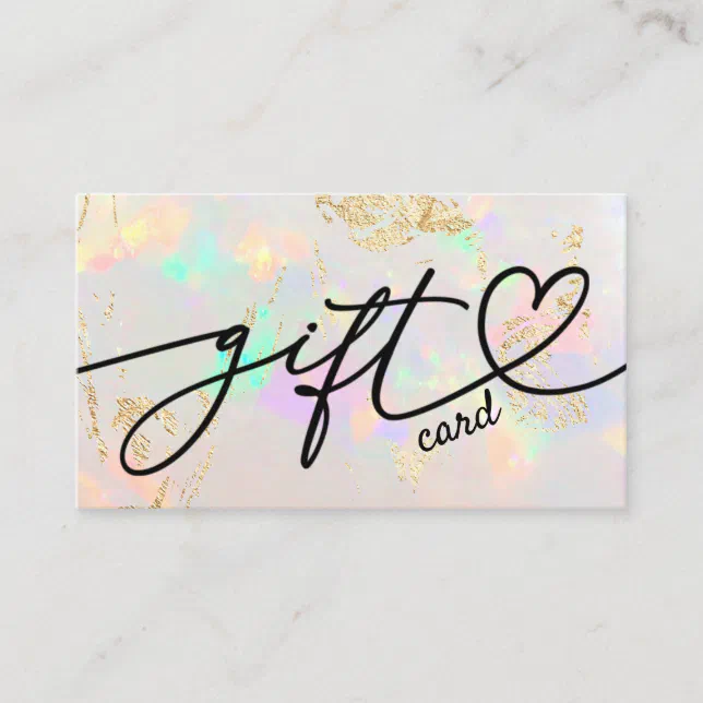 white opal texture gift certificate card | Zazzle