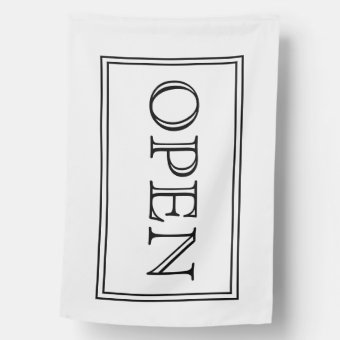 WHITE OPEN OPEN SIGN FLAG | Zazzle