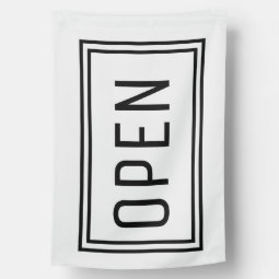 WHITE OPEN SIGN FLAG | Zazzle