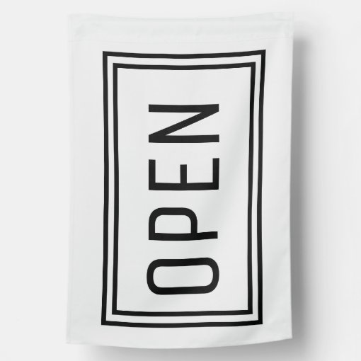 WHITE OPEN SIGN FLAG | Zazzle