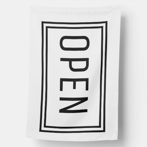 WHITE OPEN SIGN FLAG | Zazzle