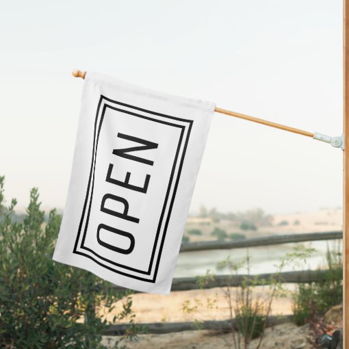 WHITE OPEN SIGN FLAG | Zazzle