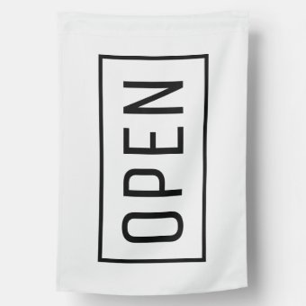 WHITE OPEN SIGN FLAG | Zazzle