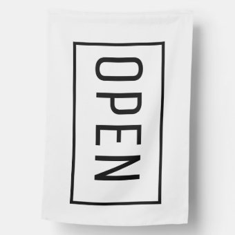 WHITE OPEN SIGN FLAG | Zazzle