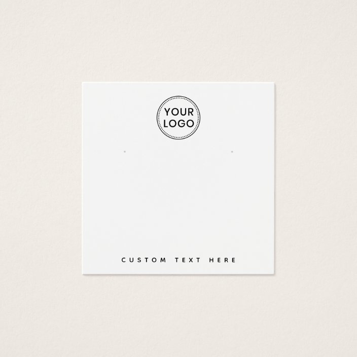 White or custom color logo earring display card | Zazzle