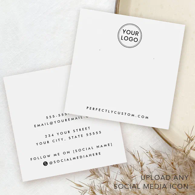 White or custom color logo earring display card | Zazzle