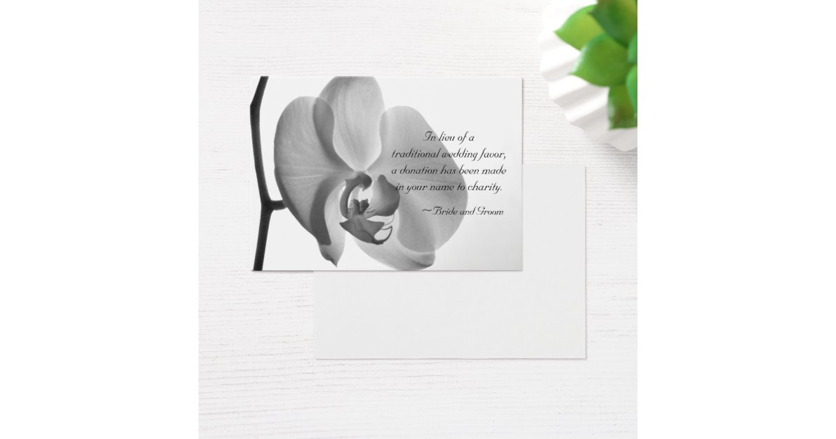 White Orchid Charity Wedding Favor Card | Zazzle
