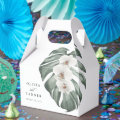White Orchids and Monstera Leaf Tropical Floral Favor Boxes | Zazzle