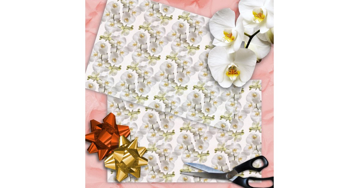 White Orchids Pattern Tissue Paper | Zazzle