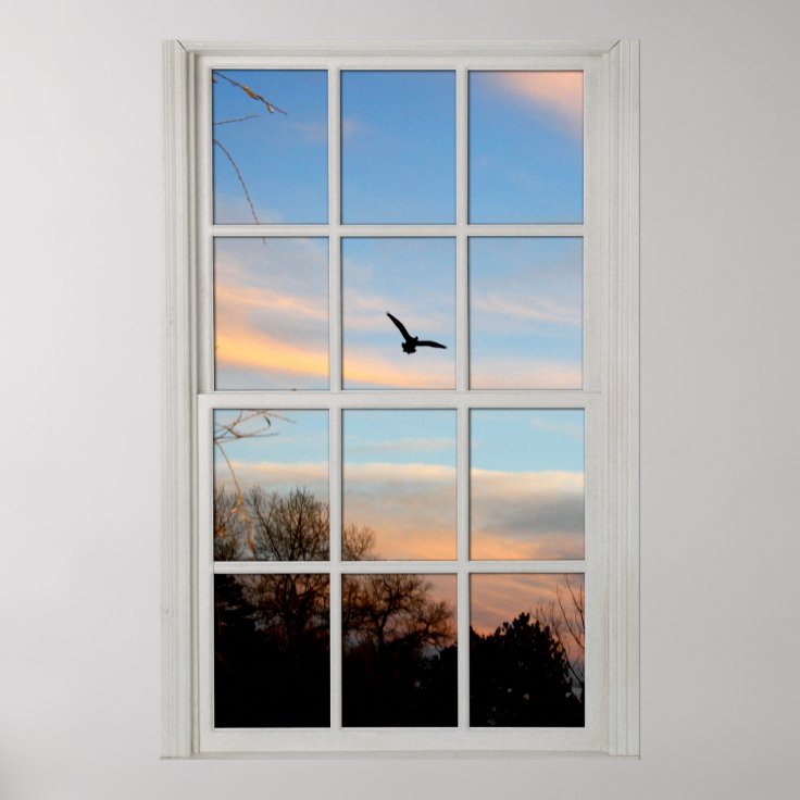 White Paned Window with a View Illusion Poster | Zazzle