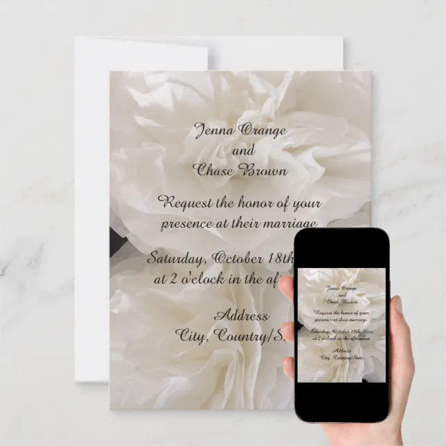 White Paper Floral Wedding Invitation | Zazzle