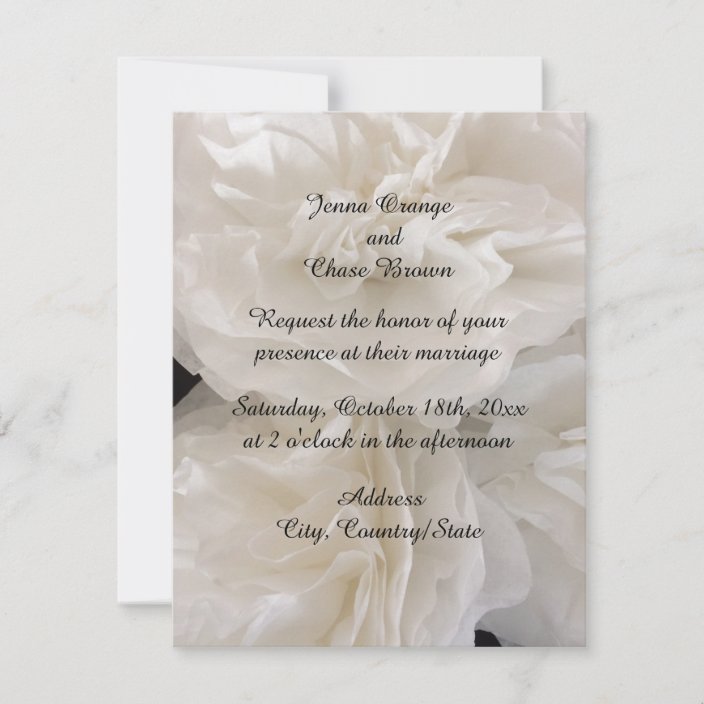 White Paper Floral Wedding Invitation | Zazzle.com