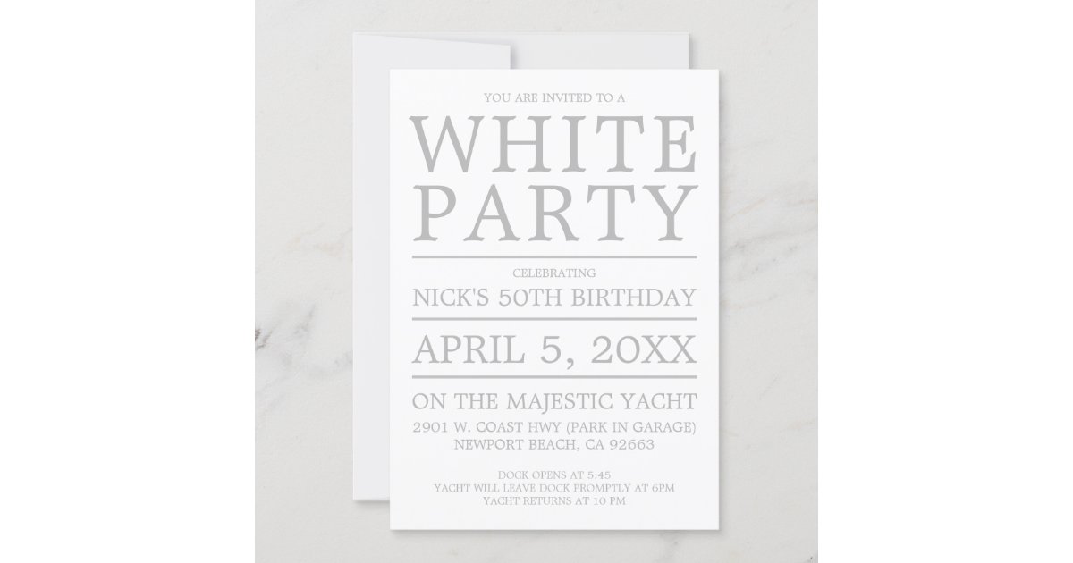 White Party Invitation | Zazzle