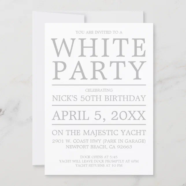 White Party Invitation | Zazzle