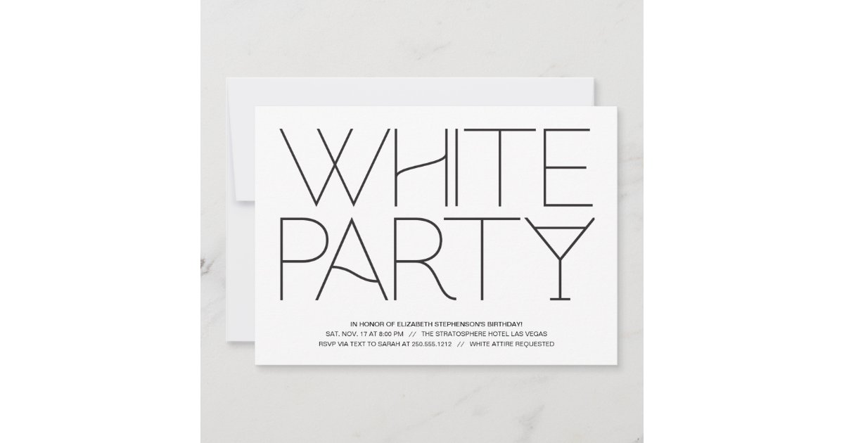 White Party Invitation | Zazzle